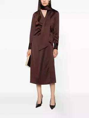 Imperial Scarf-detail Wrap-style Midi Dress