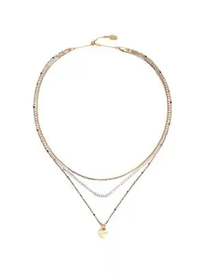 Bimba Y Lola Triple-layer Chain Heart Logo Necklace - Gold