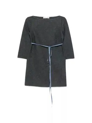 Miu Miu 2000s Belted Boat-neck Mini Dress - Grey