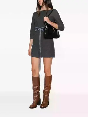 Miu Miu 2000s Belted Boat-neck Mini Dress