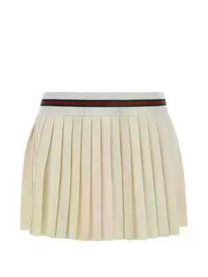 Gucci Web-stripe Pleated Skirt - White