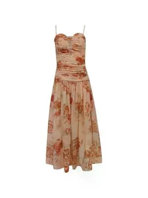 Zimmermann Cascadian Strapless Midi Dress - Neutrals