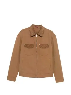 Gucci Patterned-collar Cotton Jacket - Brown