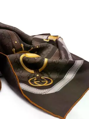 Gucci Gg Silk Scarf - Brown