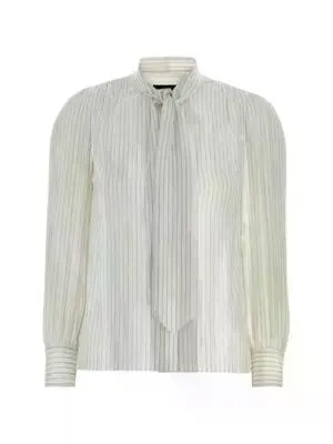 Gucci Pinstripe Bow Collar Shirt - White