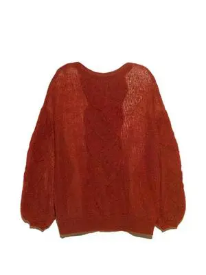 Bimba Y Lola Brick Mohair Cable Knit Sweater - Red