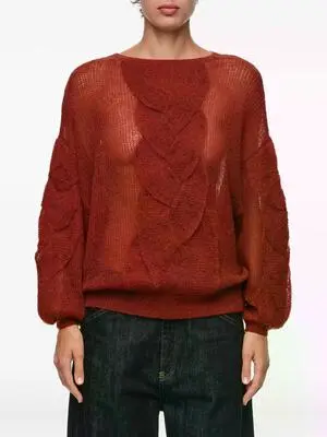 Bimba Y Lola Brick Mohair Cable Knit Sweater