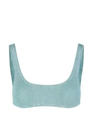 MC2 SAINT BARTH Crinkle-effect Bikini Top - Blue