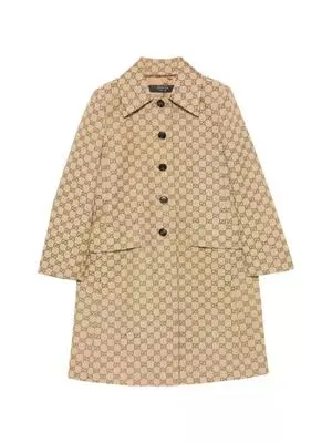 Gucci Gg Cotton Canvas Coat - Neutrals