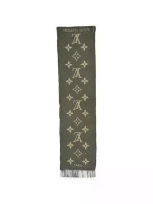 LOUIS VUITTON Monogram Fringed Scarf - Grey