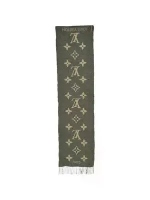 LOUIS VUITTON Monogram Fringed Scarf - Grey