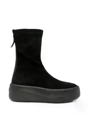 VIC MATIE Suede-finish Platform Ankle Boots - Black