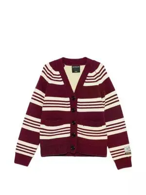 B.B. WALACE Striped Button-up Cardigan - Red