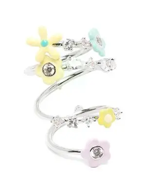 YVMIN Crystal-embellished Character Rings - Silver