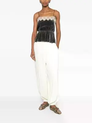 FORTE_FORTE Lace-trim Peplum Top - Grey