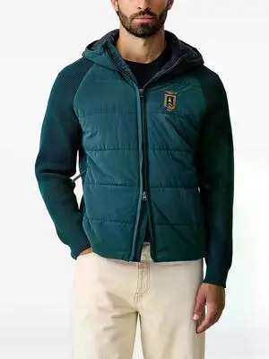 AERONAUTICA MILITARE Quilted Panel-ribbed Hooded Jacket - Blue