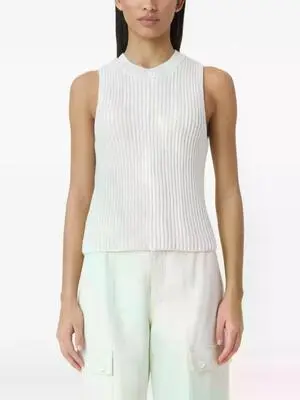 Closed Ribbed-knit Top - White