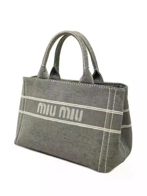 Miu Miu 2010-2026 Small Denim Logo Satchel