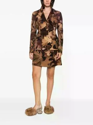 Moschino 1990s Leaf-print Skirt Suit - Brown