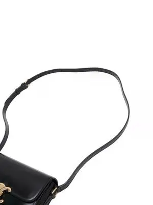 Celine 2010-2026 Classique Shiny Calfskin Triomphe Crossbody Bag - Black