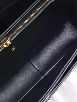 Celine 2010-2026 Classique Shiny Calfskin Triomphe Crossbody Bag - Black