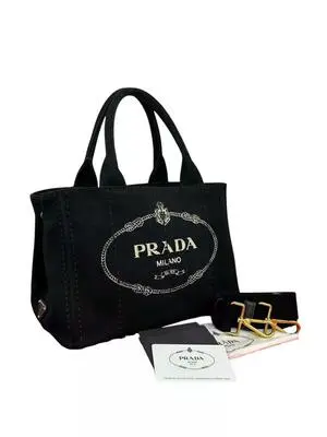 Prada 2013-2026 Small Canvas Canapa Logo Tote Satchel