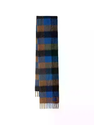 Paul & Shark Check-pattern Fringed Scarf - Blue