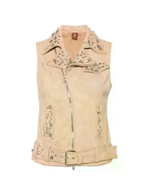 DONDUP 2000s Stud-embellished Belted Gilet - Neutrals