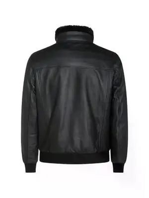 MOORER Shearling-collar Leather Jacket