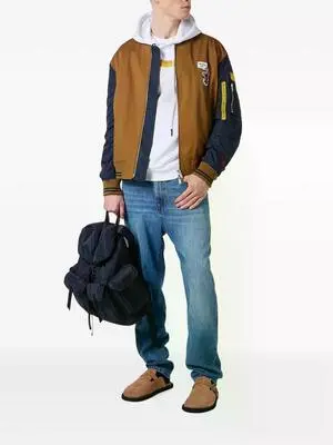 Iceberg Embroidered Colour-block Jacket - Brown