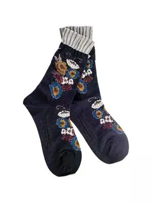 ANTIPAST Floral-intarsia Knitted Socks - Blue