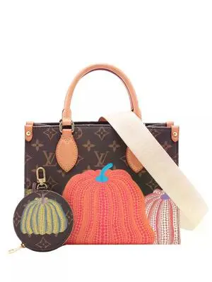 LOUIS VUITTON 2021-2026 Yayoi Kusama Monogram Pumpkin Onthego Pm Satchel - Brown