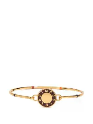 Bimba Y Lola Rigid Bracelet With Brown Enamel Logo And Multicolor Dots - Gold