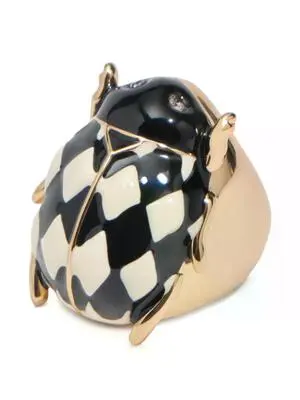 Bimba Y Lola Black Enamel Beetle Ring