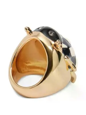 Bimba Y Lola Black Enamel Beetle Ring