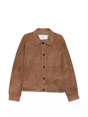 AMI Paris De Coeur Suede Jacket - Brown