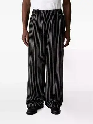 WILLY CHAVARRIA Toluca Vertical-stripe Wide-leg Trousers - Black