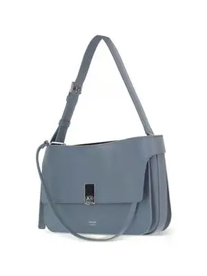 FERRAGAMO Gancini Buckle Leather Shoulder Bag - Blue