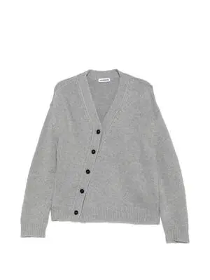 JIL SANDER Diagonal-buttoned V-neck Cardigan - Grey