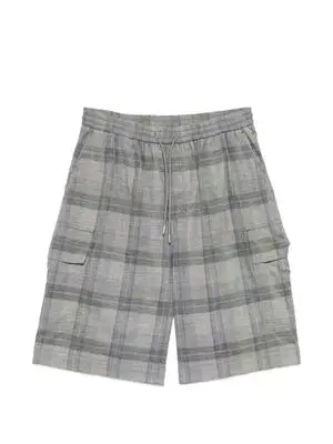 JUUN.J Check-pattern Cargo Shorts - Grey