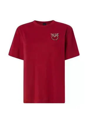 Pinko T-shirt With Love Birds Jewel Detail - Red