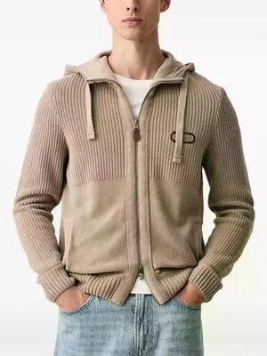 AERONAUTICA MILITARE Zip-up Panelled Hoodie - Neutrals