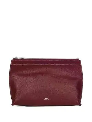 A.p.c. Small Neige Clou Leather Clutch Bag - Red