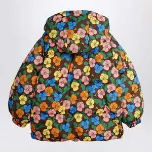MINI RODINI Violas Padded Jacket With A Violet Print - Multicolor