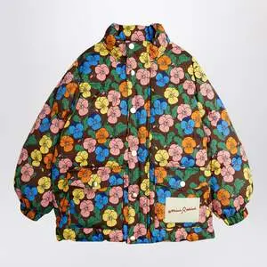 MINI RODINI Violas Padded Jacket With A Violet Print - Multicolor