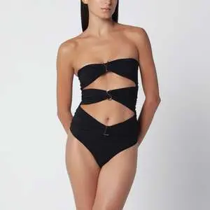 Saint Laurent Strapless Cut-out One-piece Swimsuit - Black