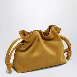 Loewe Medium Ochre Flamenco Bag In Suede