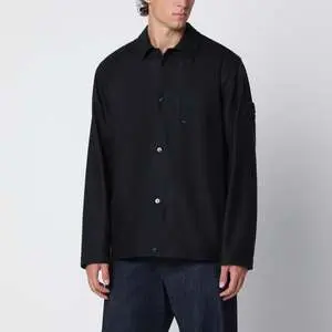 Stone Island Navy Shirt Jacket In Wool Blend