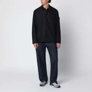 Stone Island Navy Shirt Jacket In Wool Blend