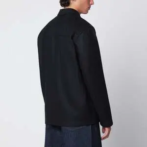 Stone Island Navy Shirt Jacket In Wool Blend